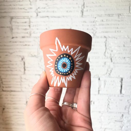 DIY Hand Painted Evil Eye Planter