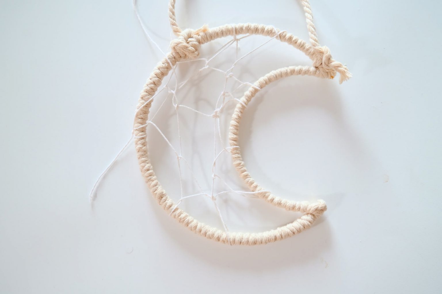 DIY Moon Shaped Macrame Wall Hanging with Lights