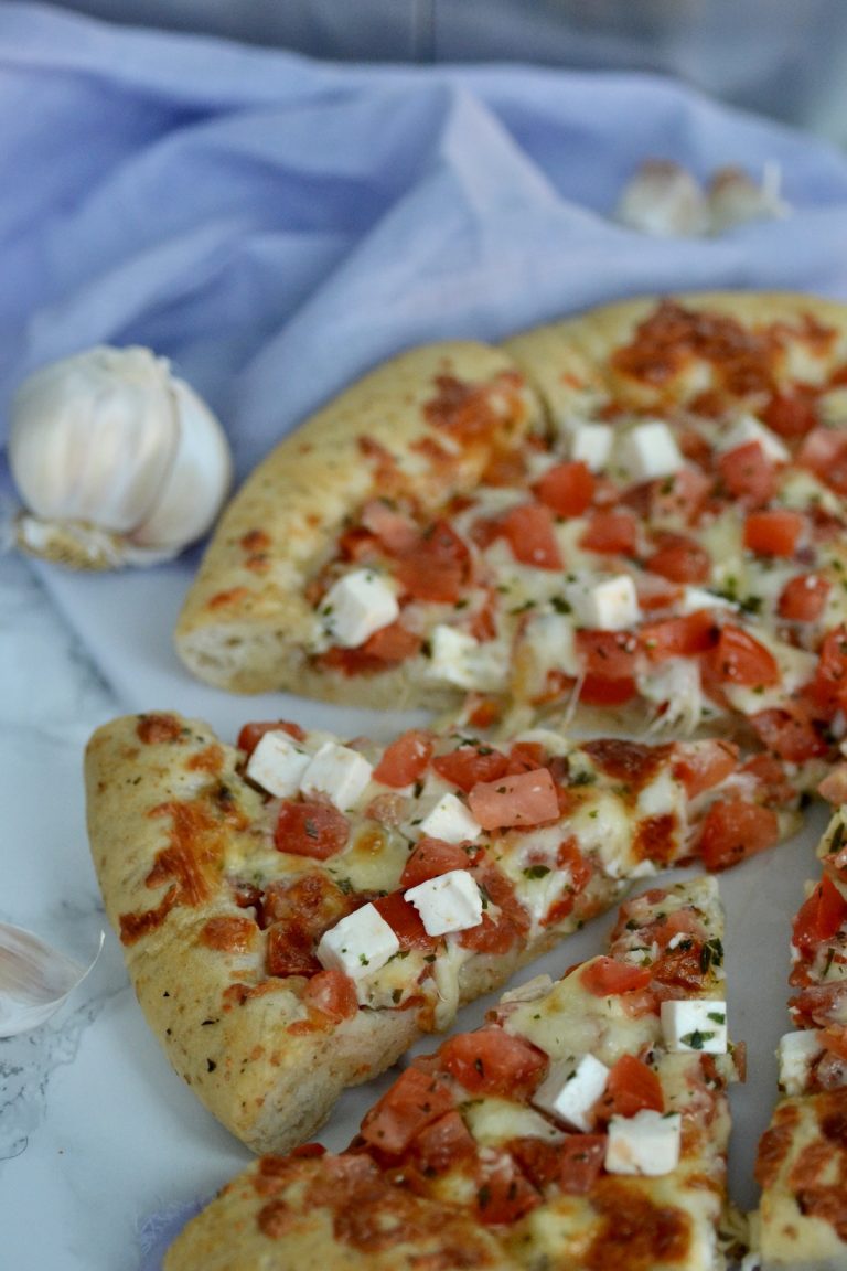 Homemade Tomato and Feta Bruschetta Pizza Recipe