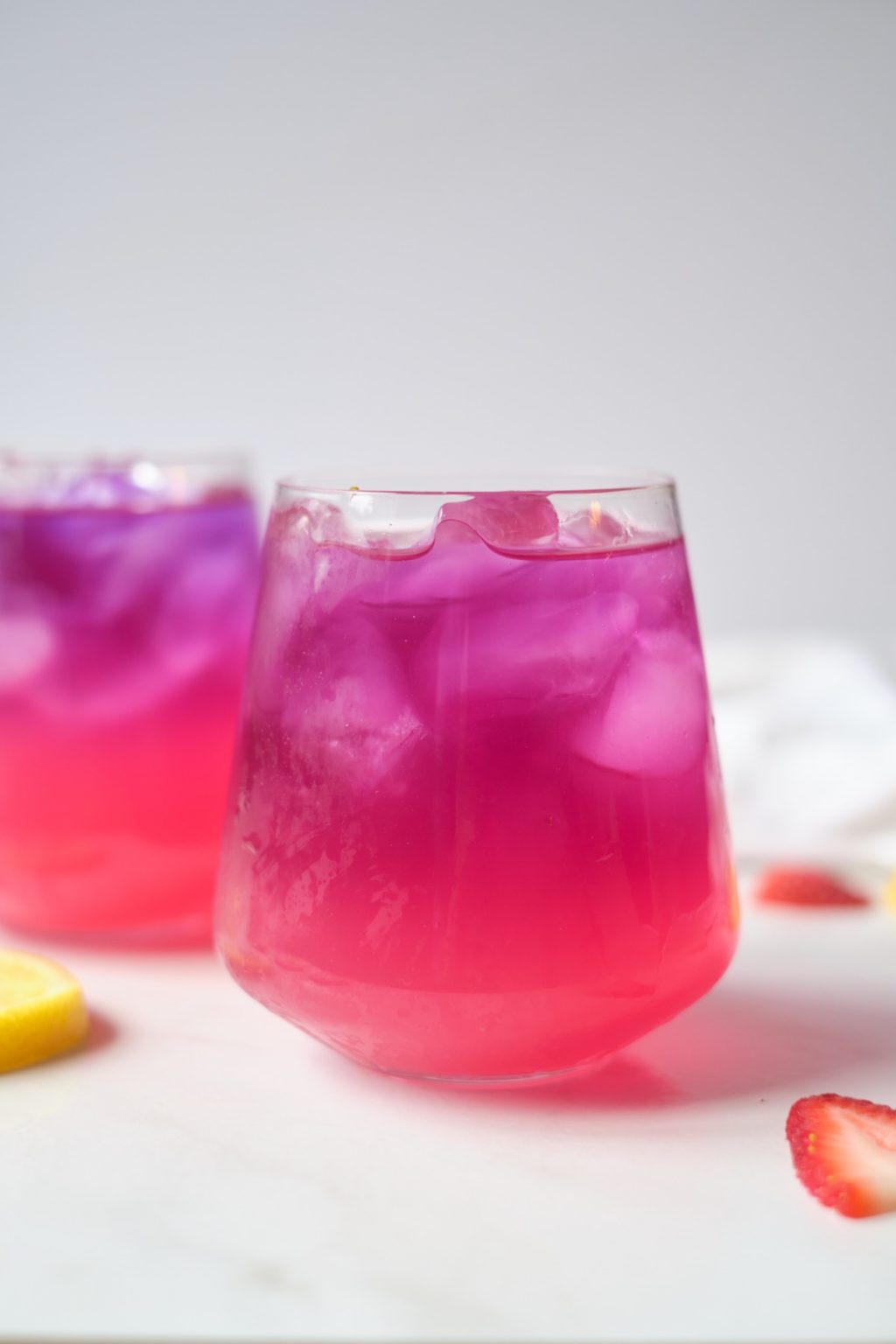 Ombre Strawberry Butterfly Pea Flower Lemonade